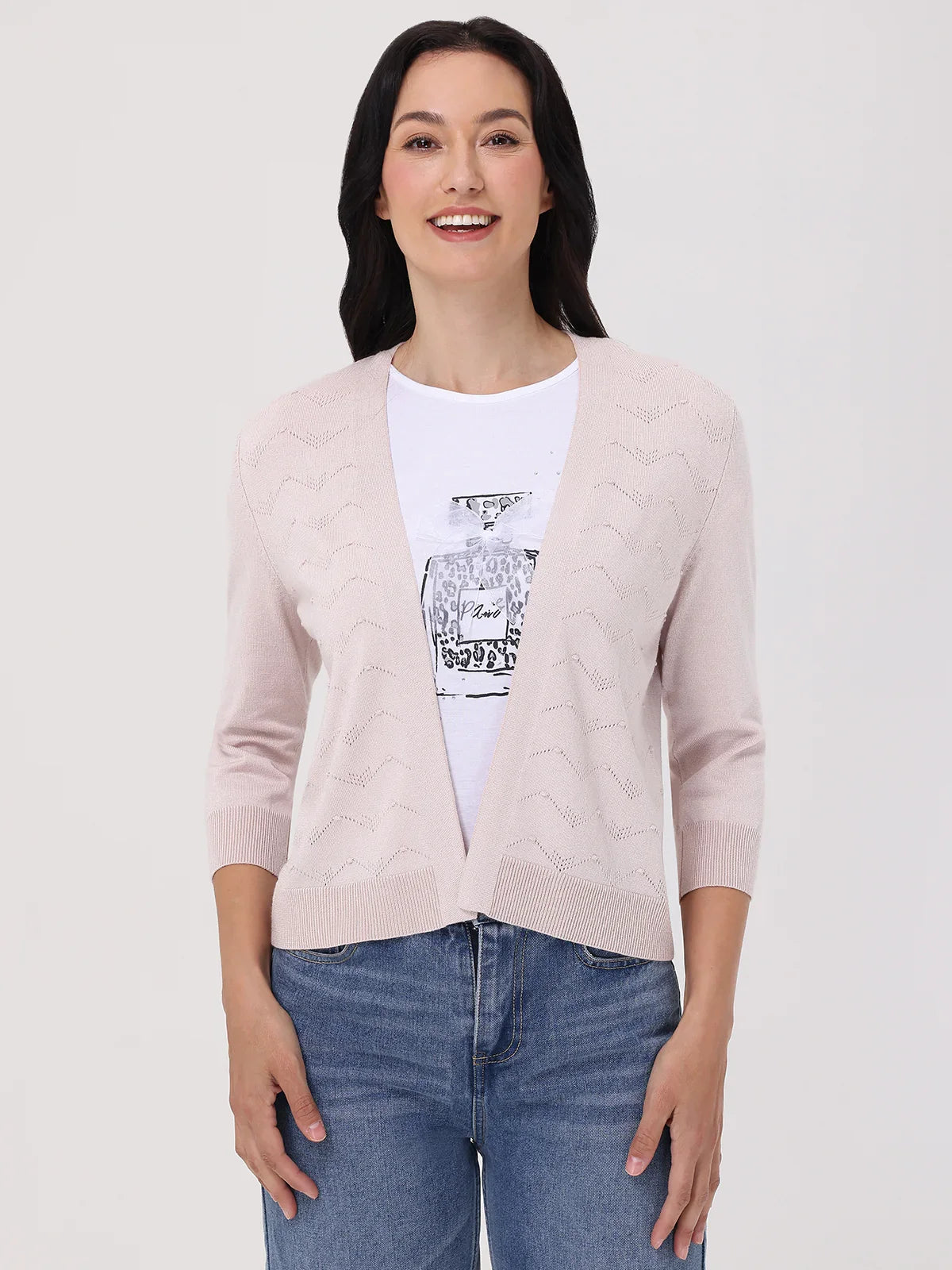 89th & Madison Chevron Pointelle Crop Cardigan