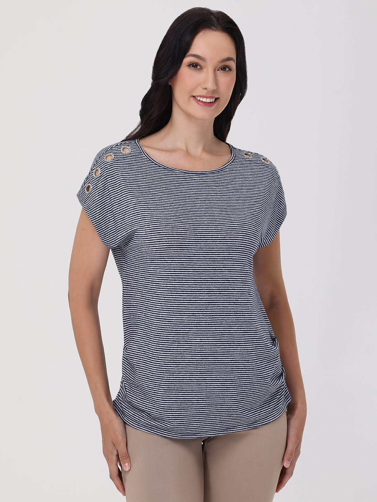 89th & Madison Stripe Side Rouch Dolman Top